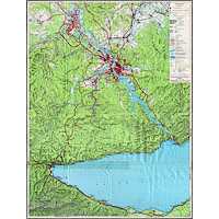 Topographic map of the environs of Irkutsk, Angarsk and Baikal region